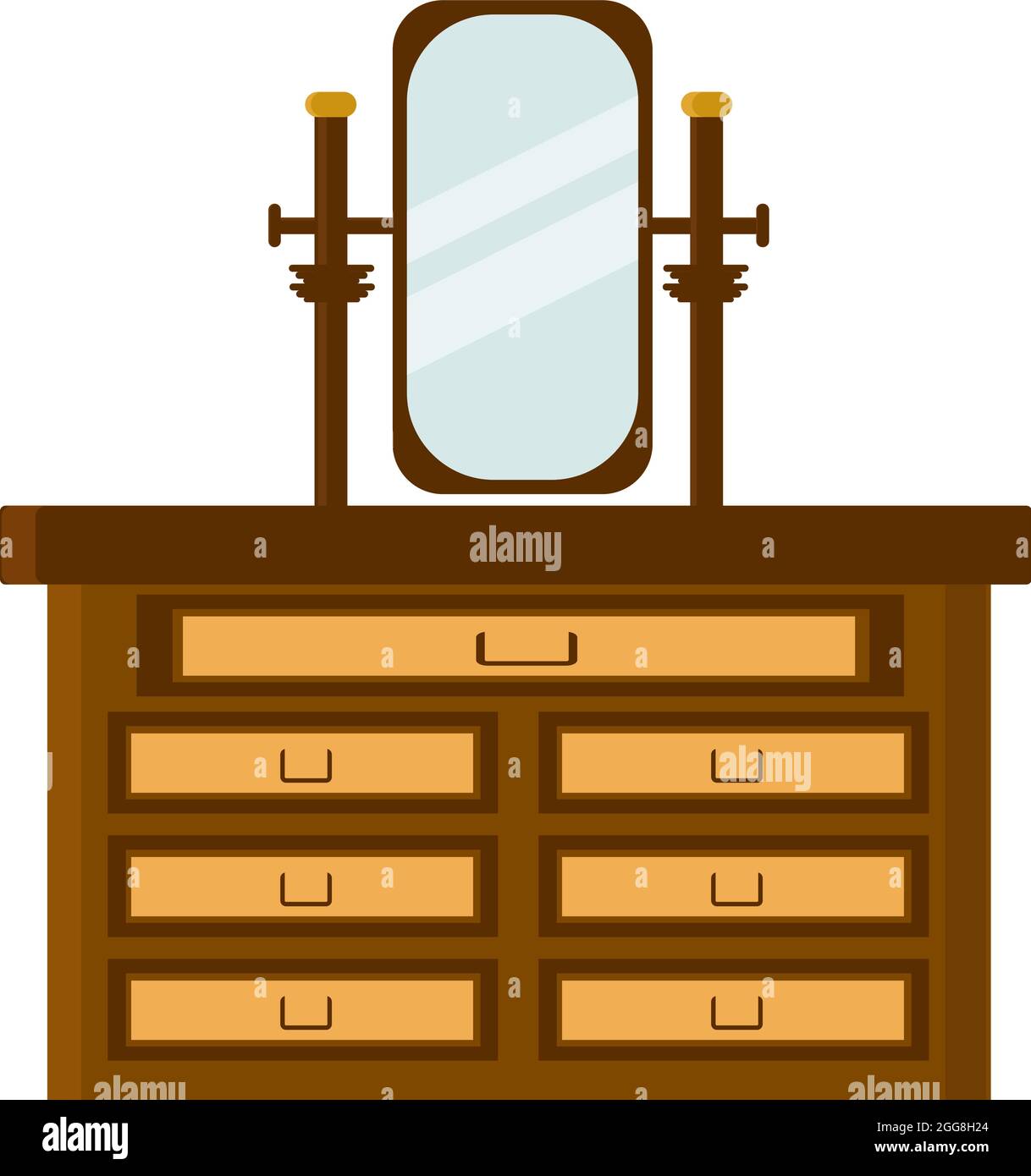 Wooden dressing table, illustration, vector on a white background Stock ...