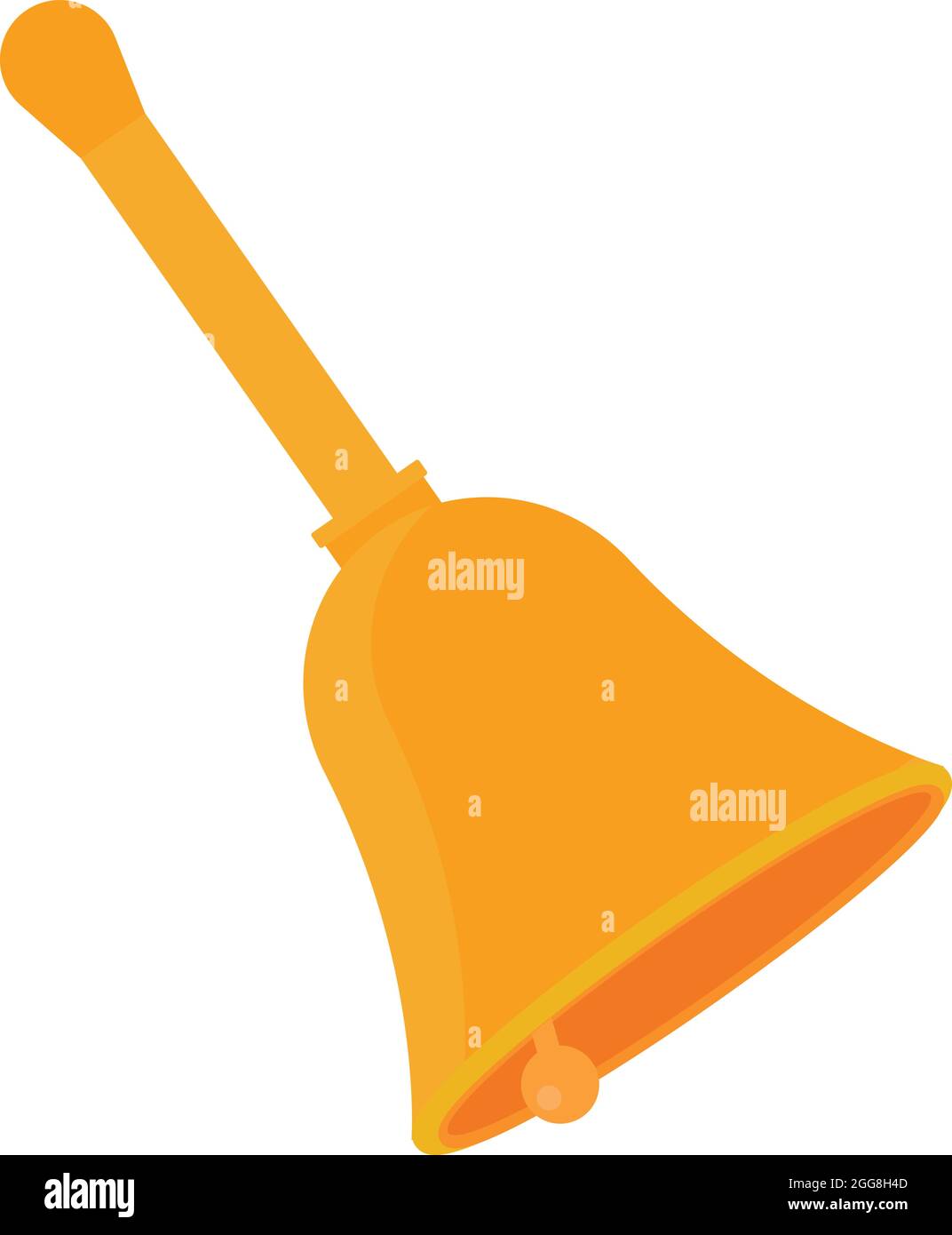 Golden bell with handle, illustration, vector on a white background ...