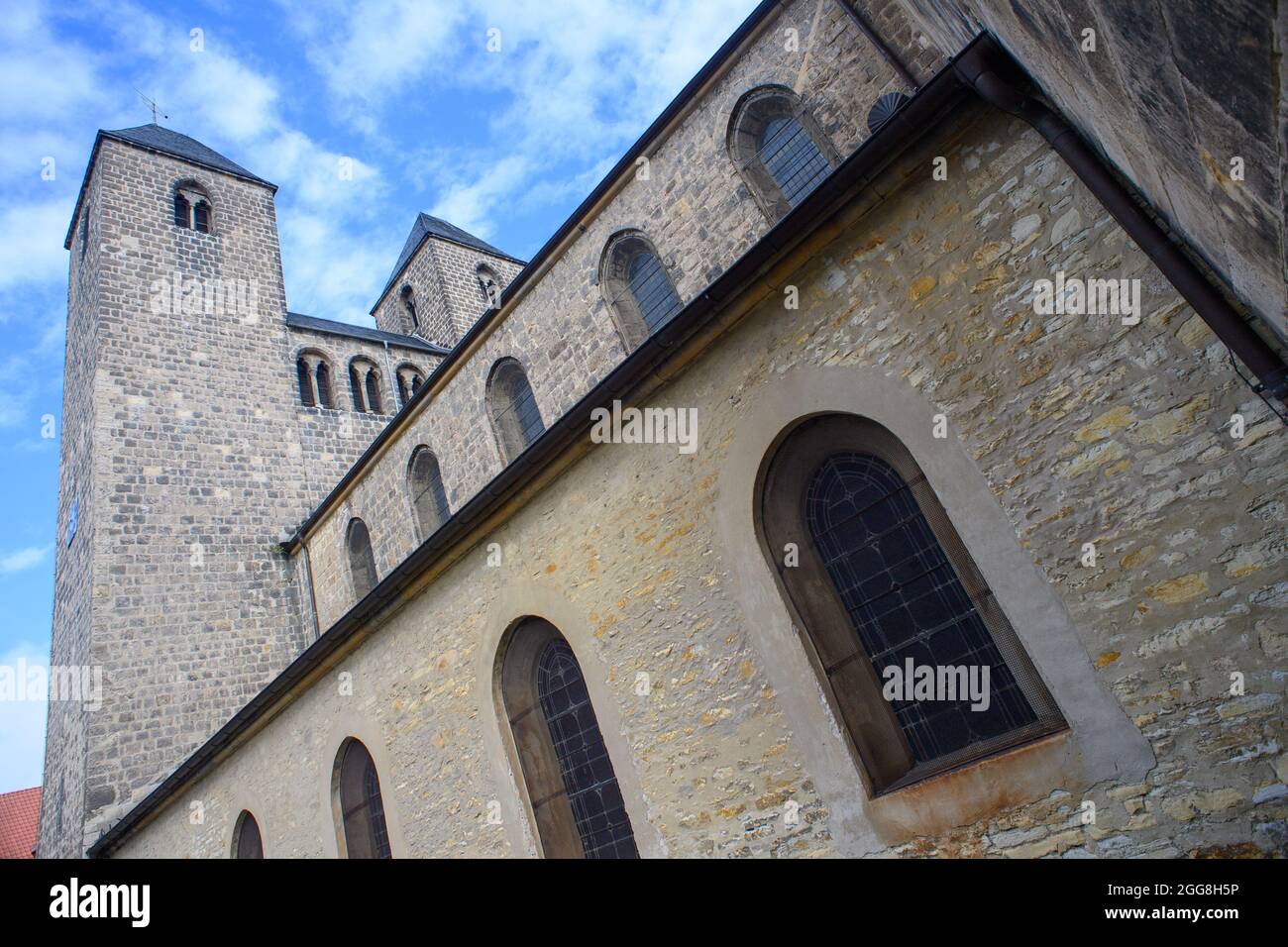 26 August 2021, Saxony-Anhalt, Halberstadt: The Moritz Church. Here is ...