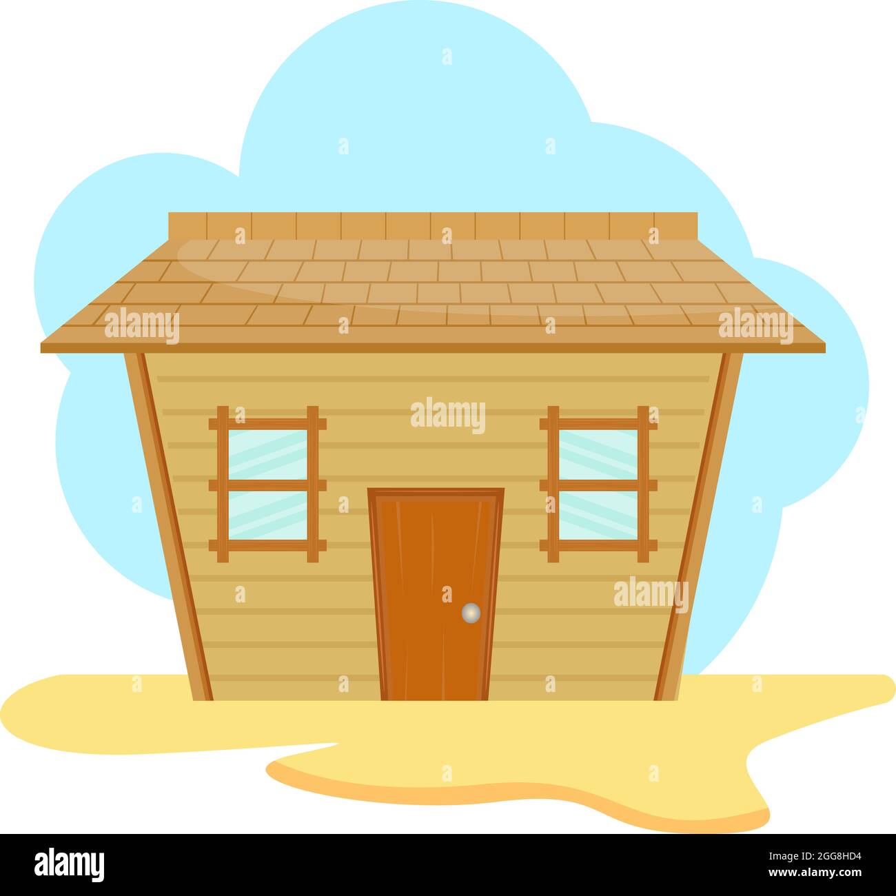 Wooden hut, illustration, vector on a white background Stock Vector ...