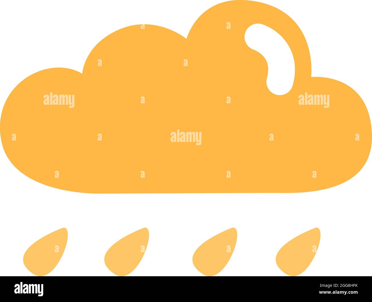 Yellow rain cloud,illustration, vector, on a white background Stock ...