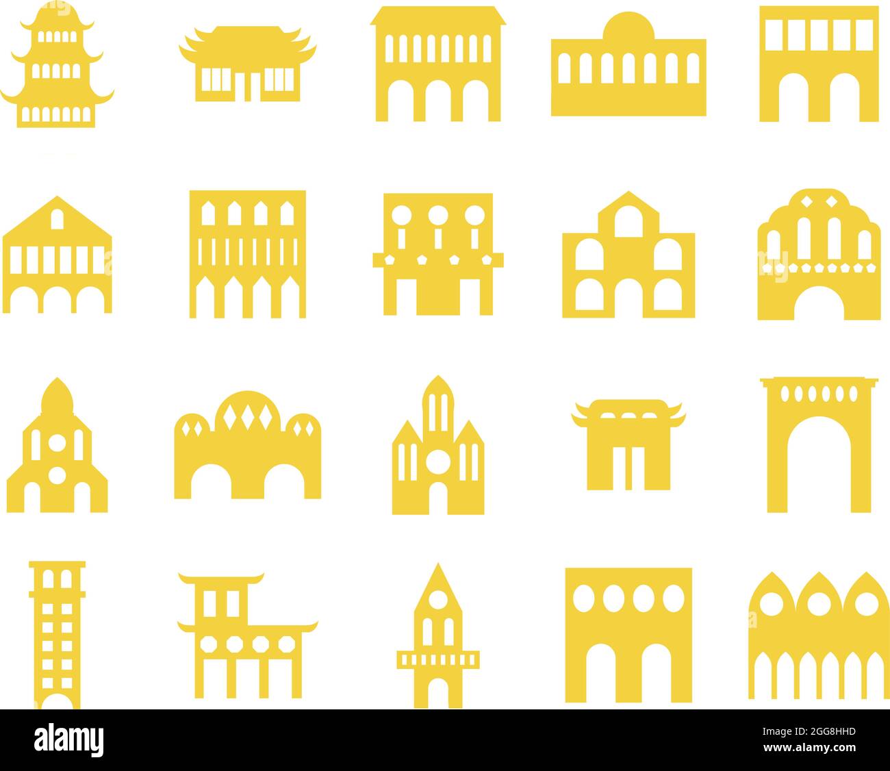 Monuments icon pack, illustration, vector, on a white background Stock ...