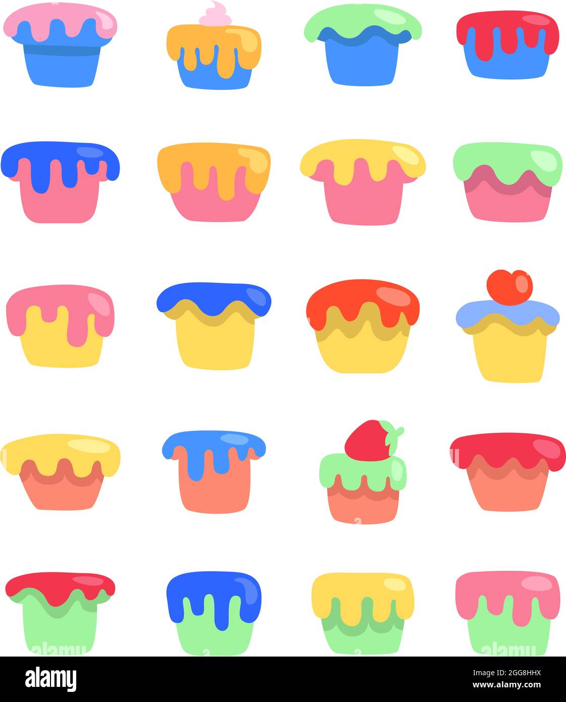 Sweet cake icon pack, illustration, vector, on a white background Stock ...