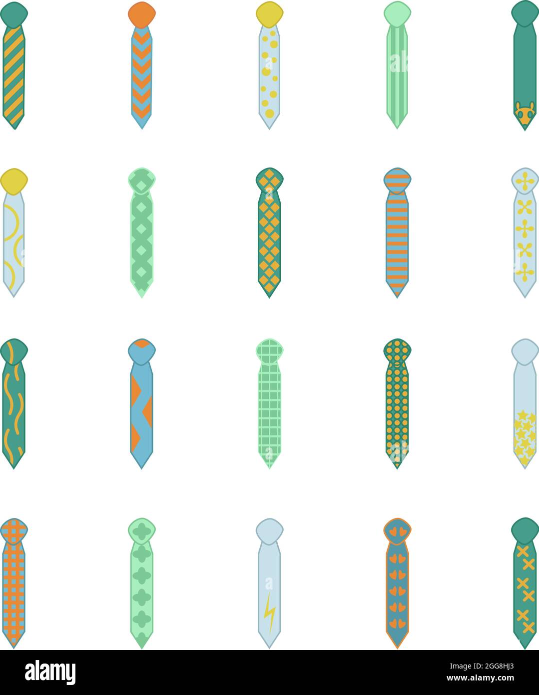 Man ties icon pack, illustration, vector, on a white background Stock ...