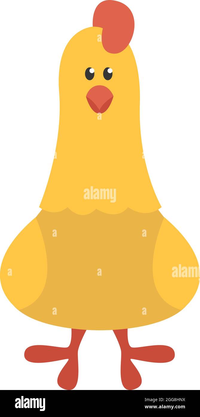 Yellow chicken, illustration, vector, on a white background Stock ...