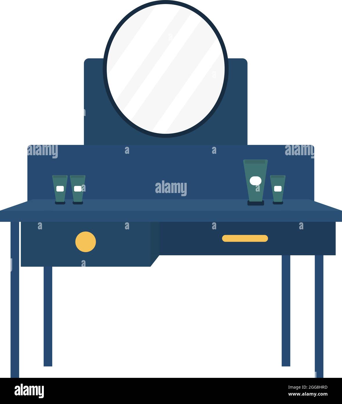 Blue dressing table, illustration, vector on a white background Stock ...
