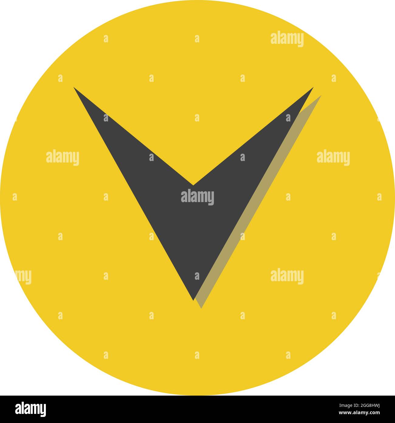 Sharp arrow pointing down, illustration, vector, on a white background ...