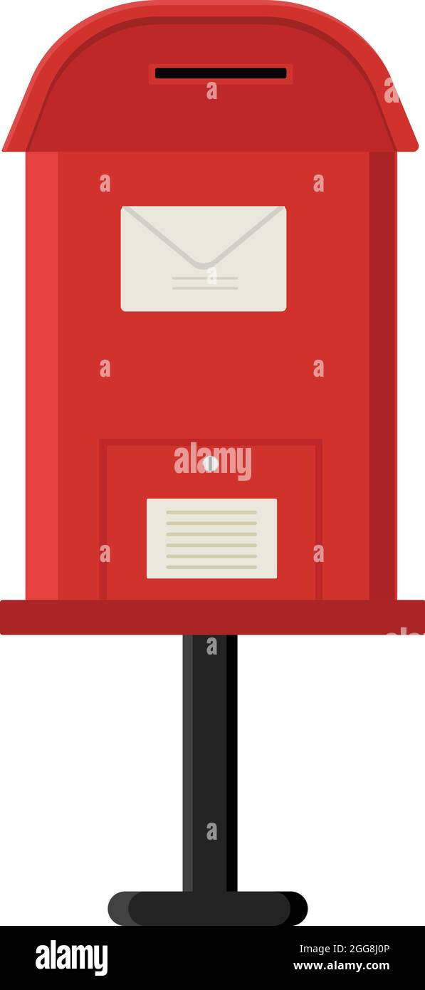 Red post box, illustration, vector on a white background Stock Vector ...