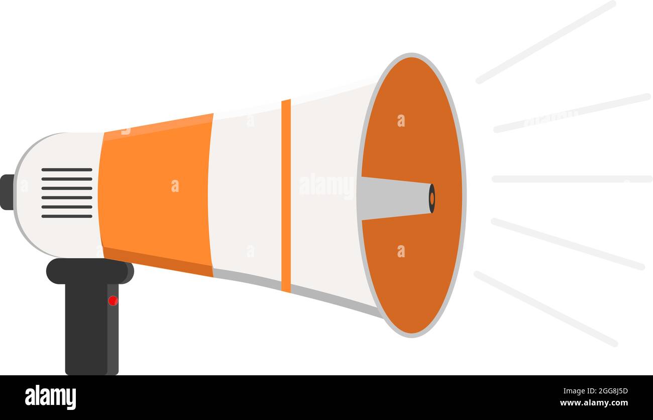 Hand loudspeaker, illustration, vector on a white background Stock ...