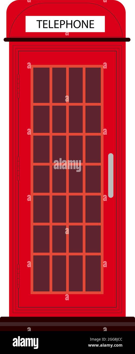Red telephone booth, illustration, vector on a white background Stock ...