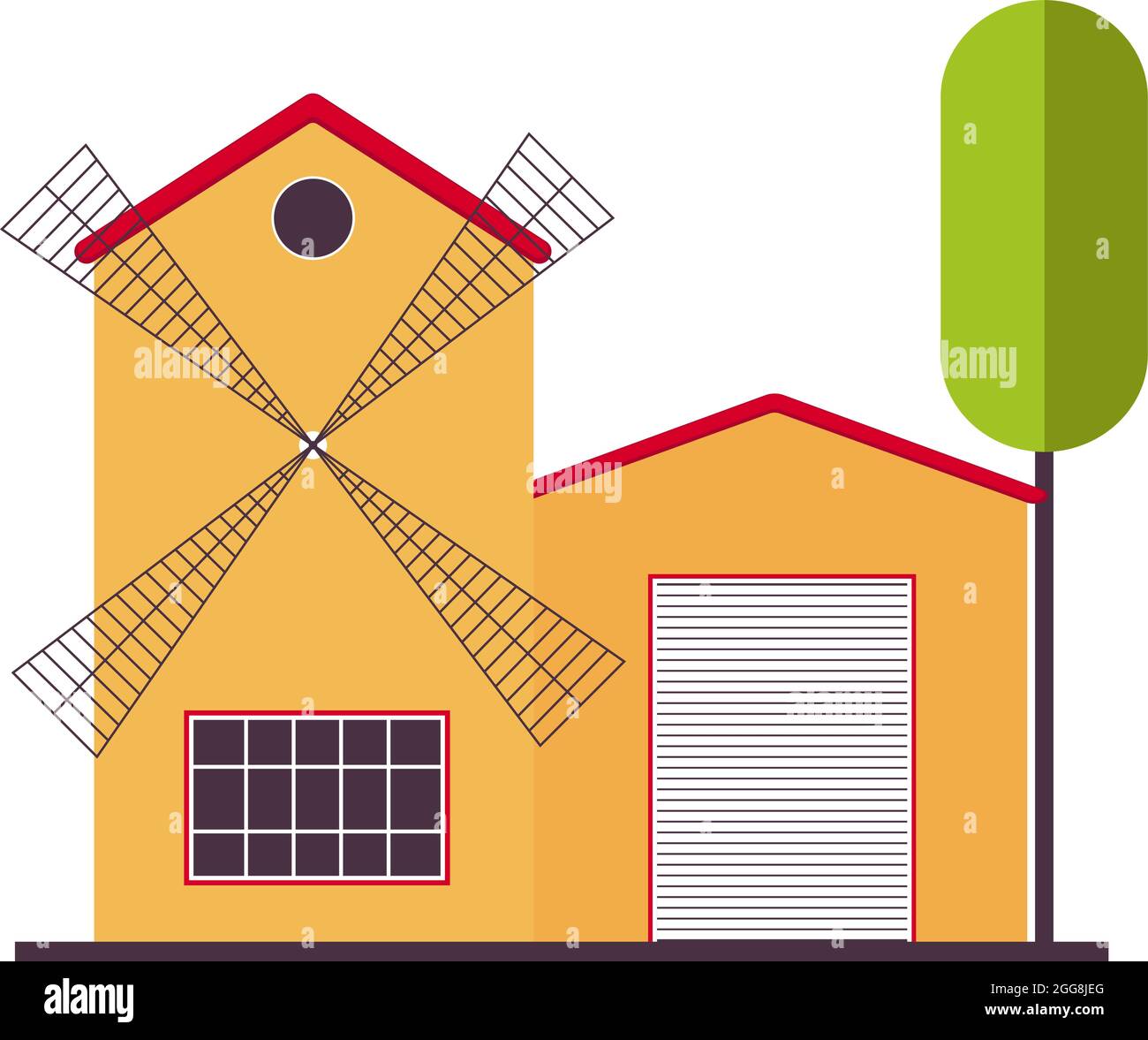 Orange windmill, illustration, vector on a white background Stock ...