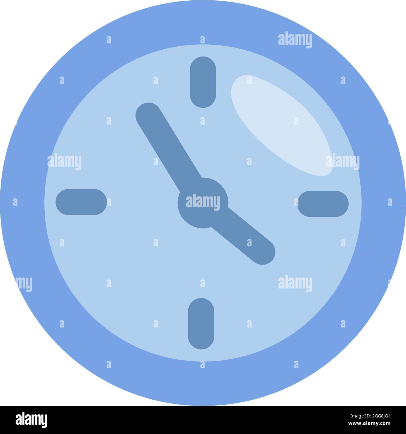 Blue bank clock, illustration, vector, on a white background Stock ...
