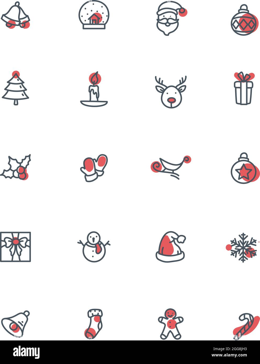Christmas icon pack, illustration, vector, on a white background Stock ...