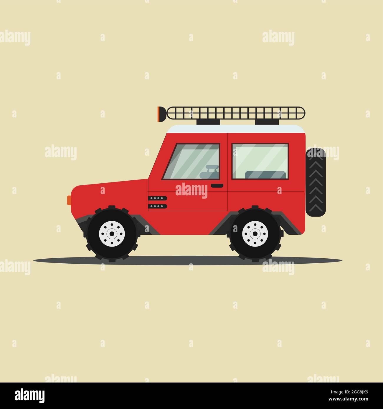 Red jeep, illustration, vector on a white background Stock Vector Image ...
