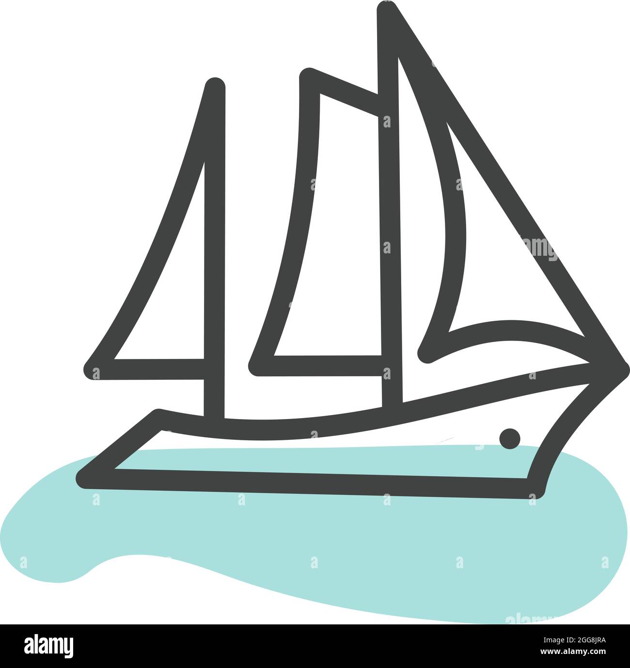 Boat with three sails, illustration, vector, on a white background ...
