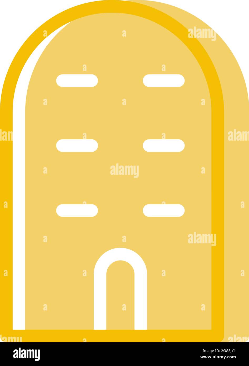 Yellow building with small windows, illustration, vector, on a white ...
