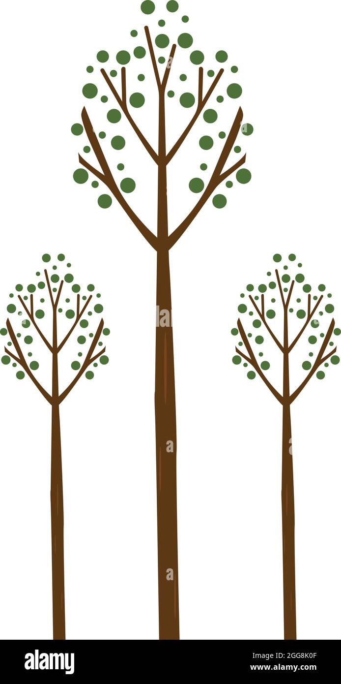 Young trees, illustration, vector on a white background Stock Vector ...