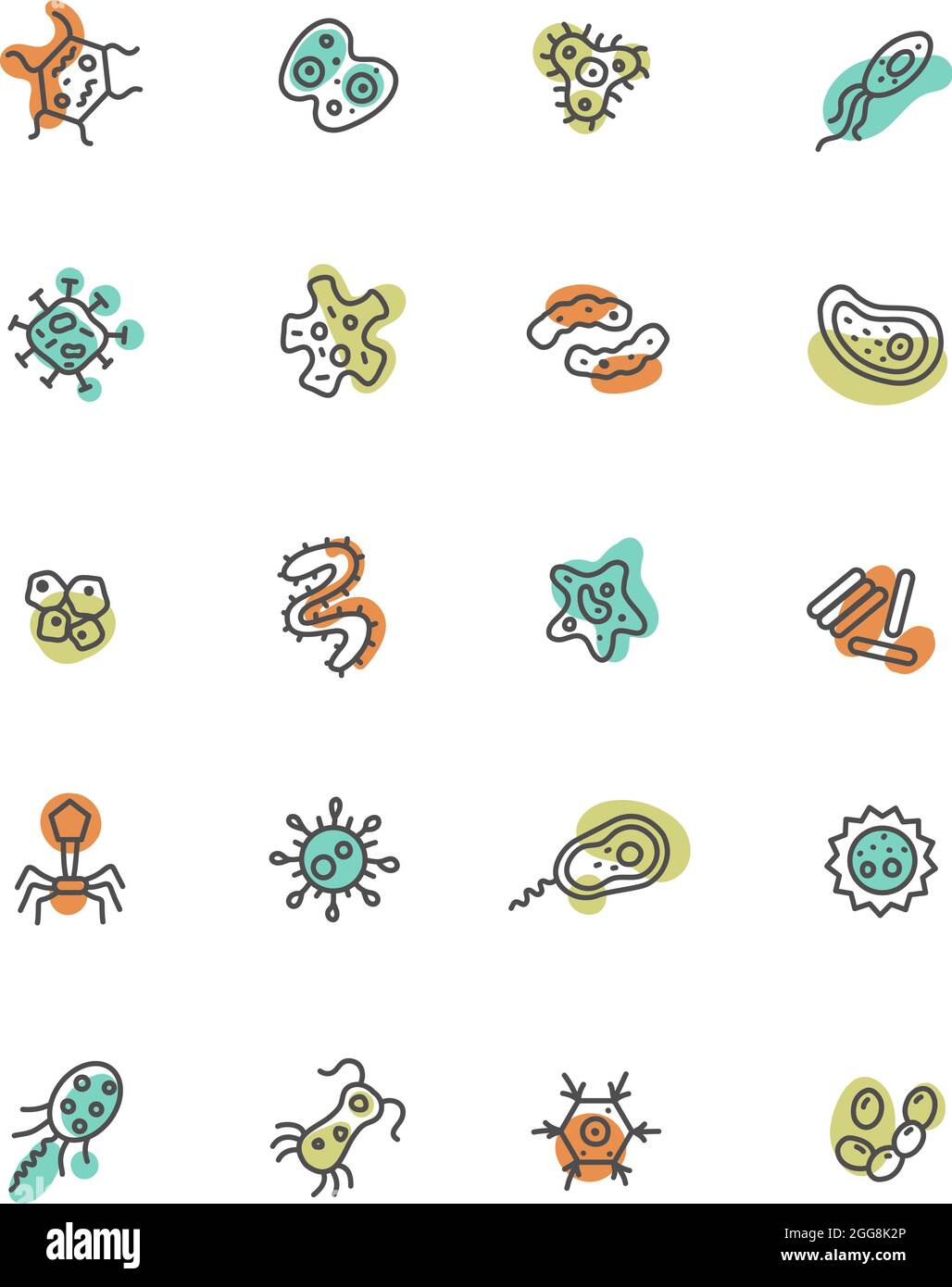 Bacteria icon pack, illustration, vector, on a white background Stock ...