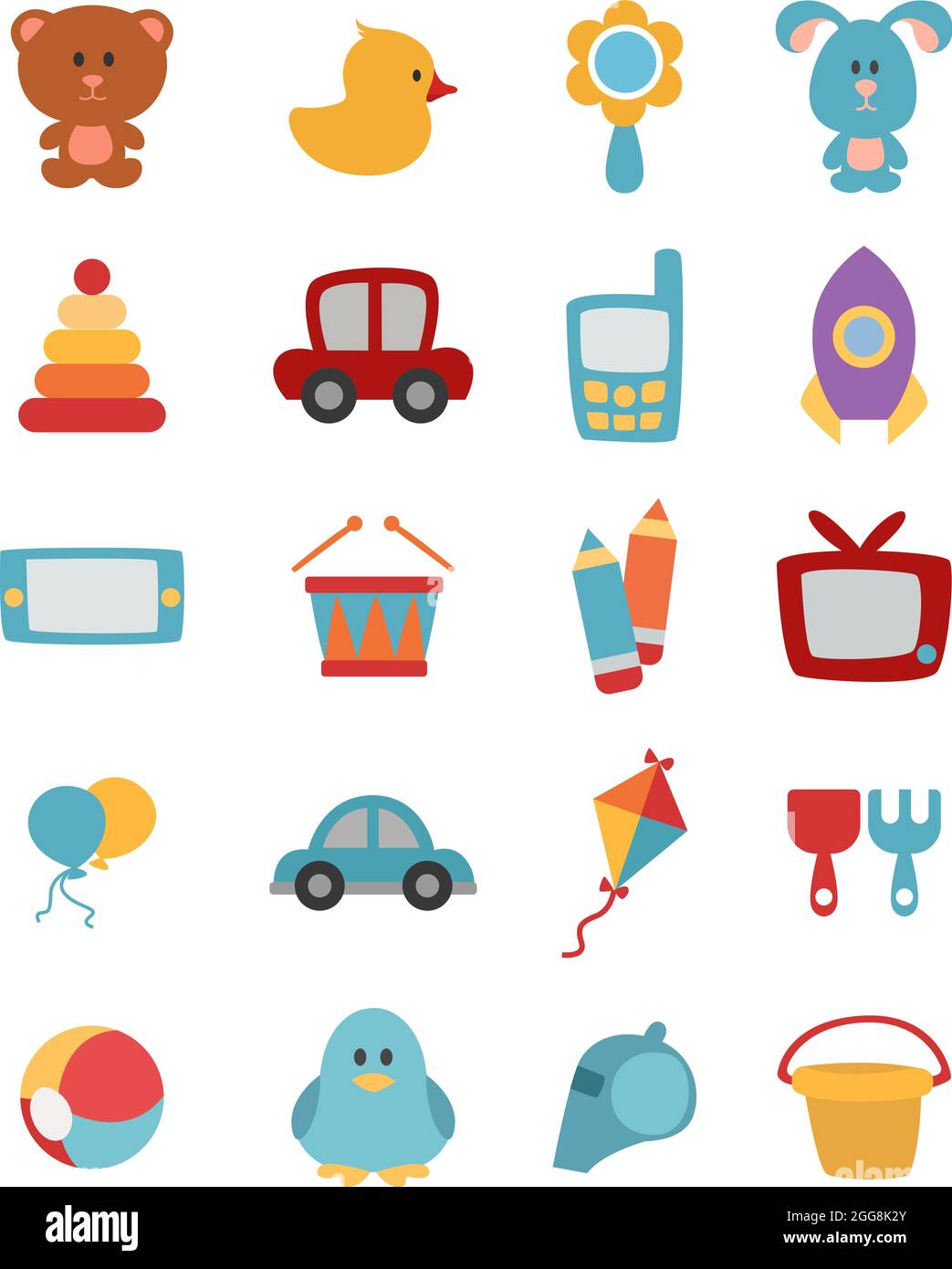 Childrens toys, illustration, vector, on a white background Stock ...