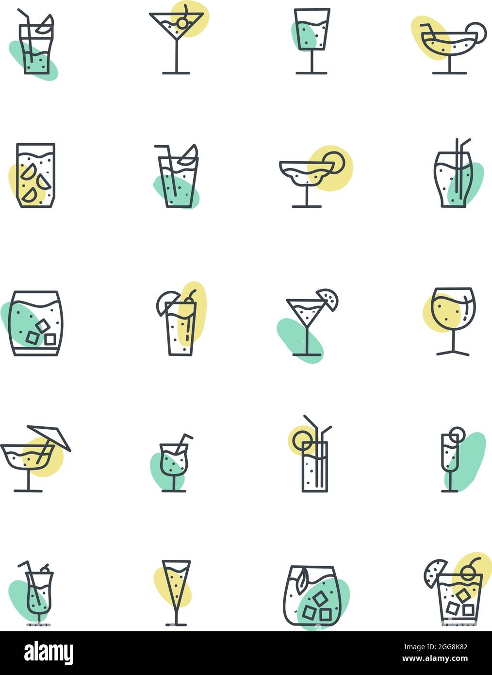 Coctails at the bar, illustration, vector, on a white background Stock ...