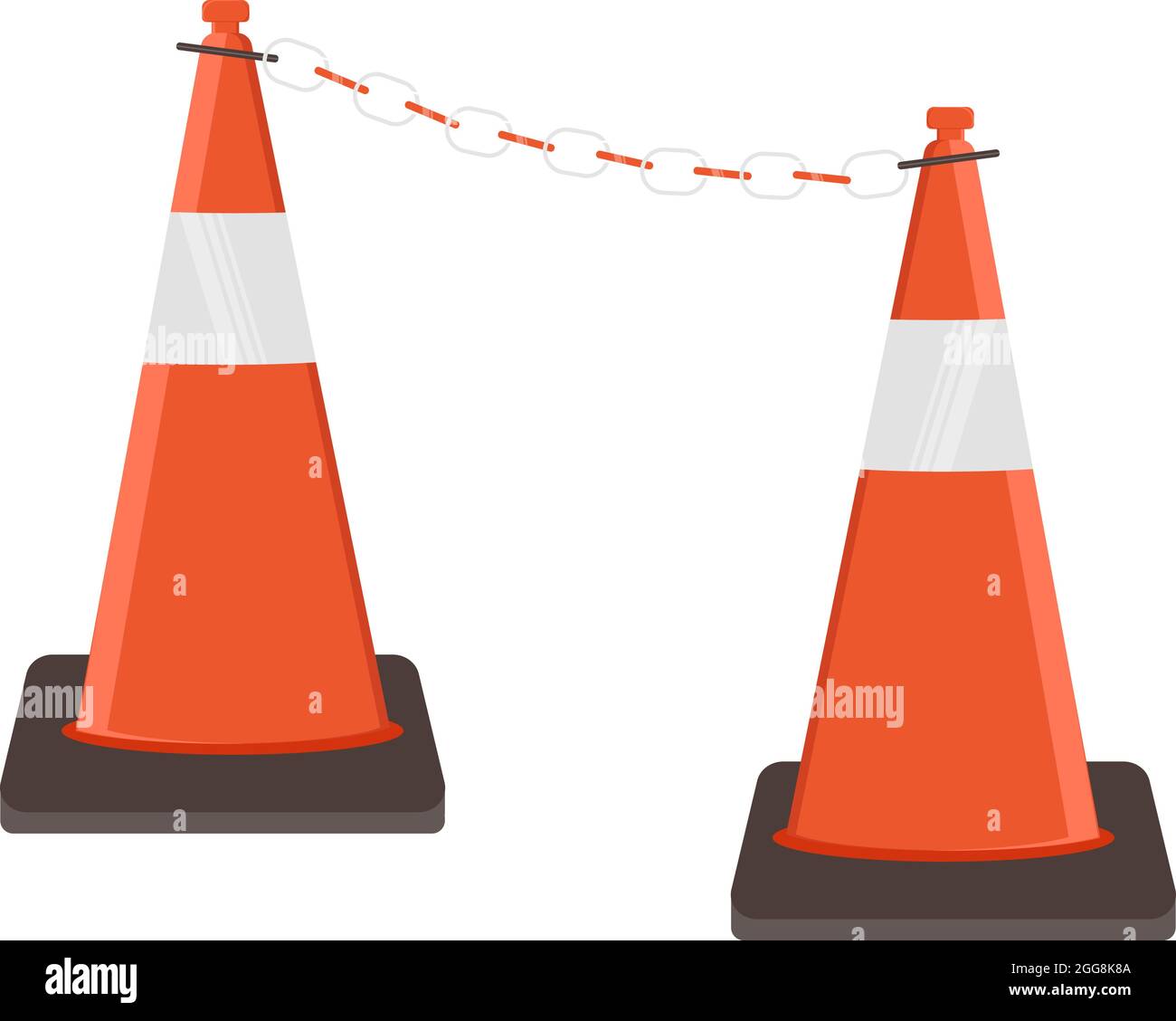 Two traffic cones, illustration, vector on a white background Stock ...