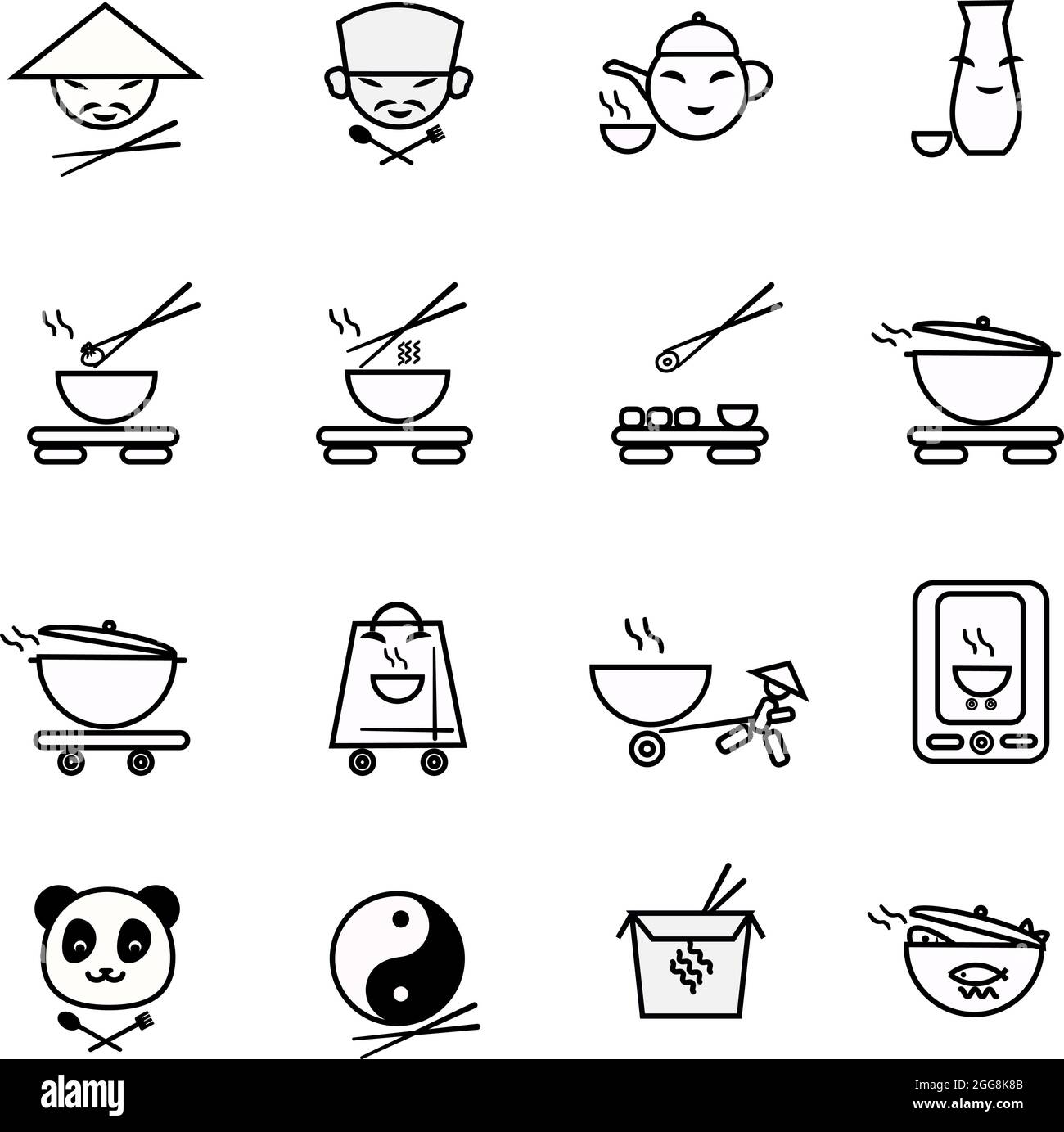 China food icon pack, illustration, vector, on a white background Stock ...