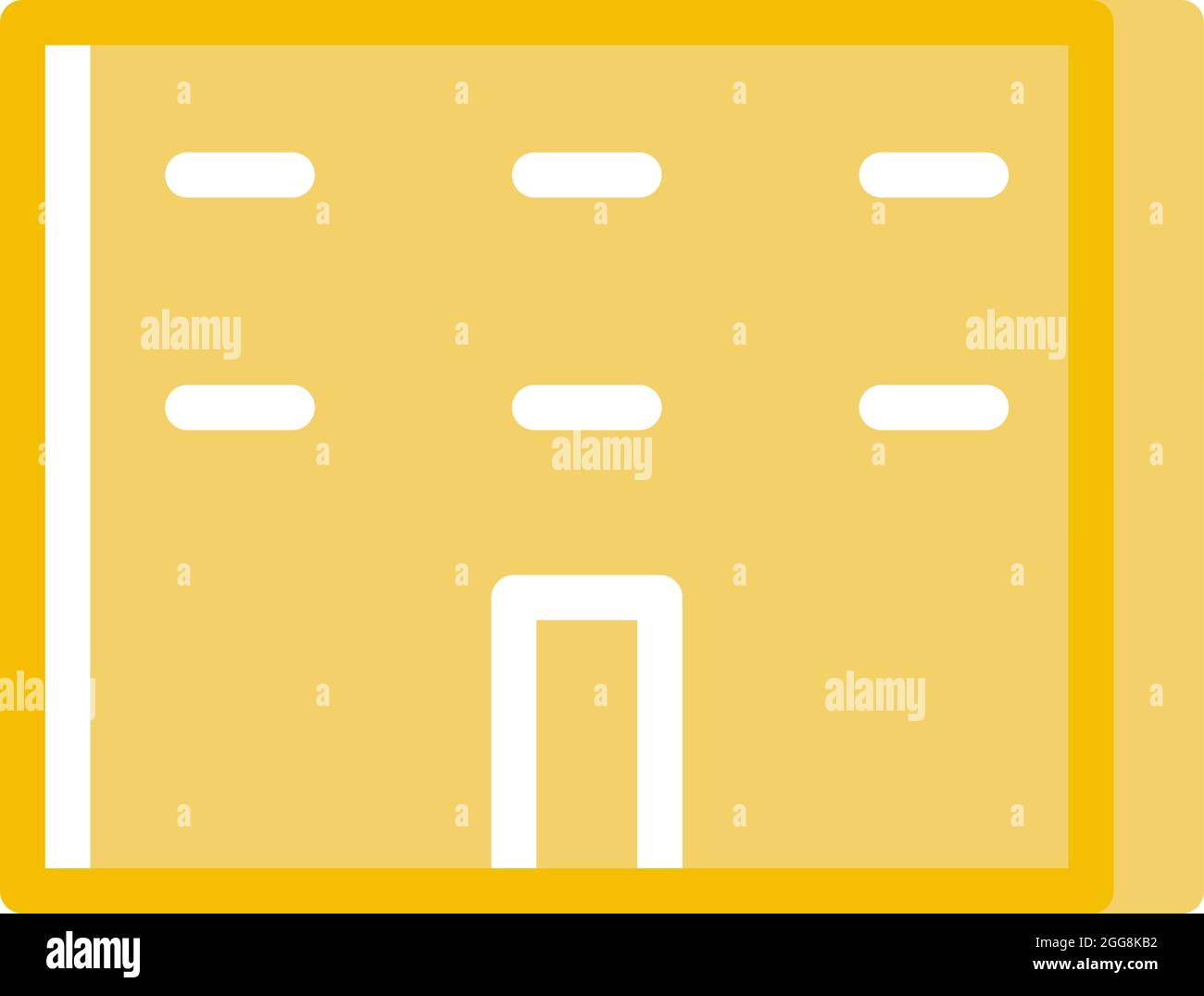 Yellow wide building, illustration, vector, on a white background Stock ...