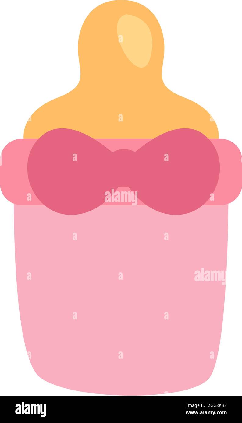 Pink baby bottle, illustration, vector, on a white background Stock ...