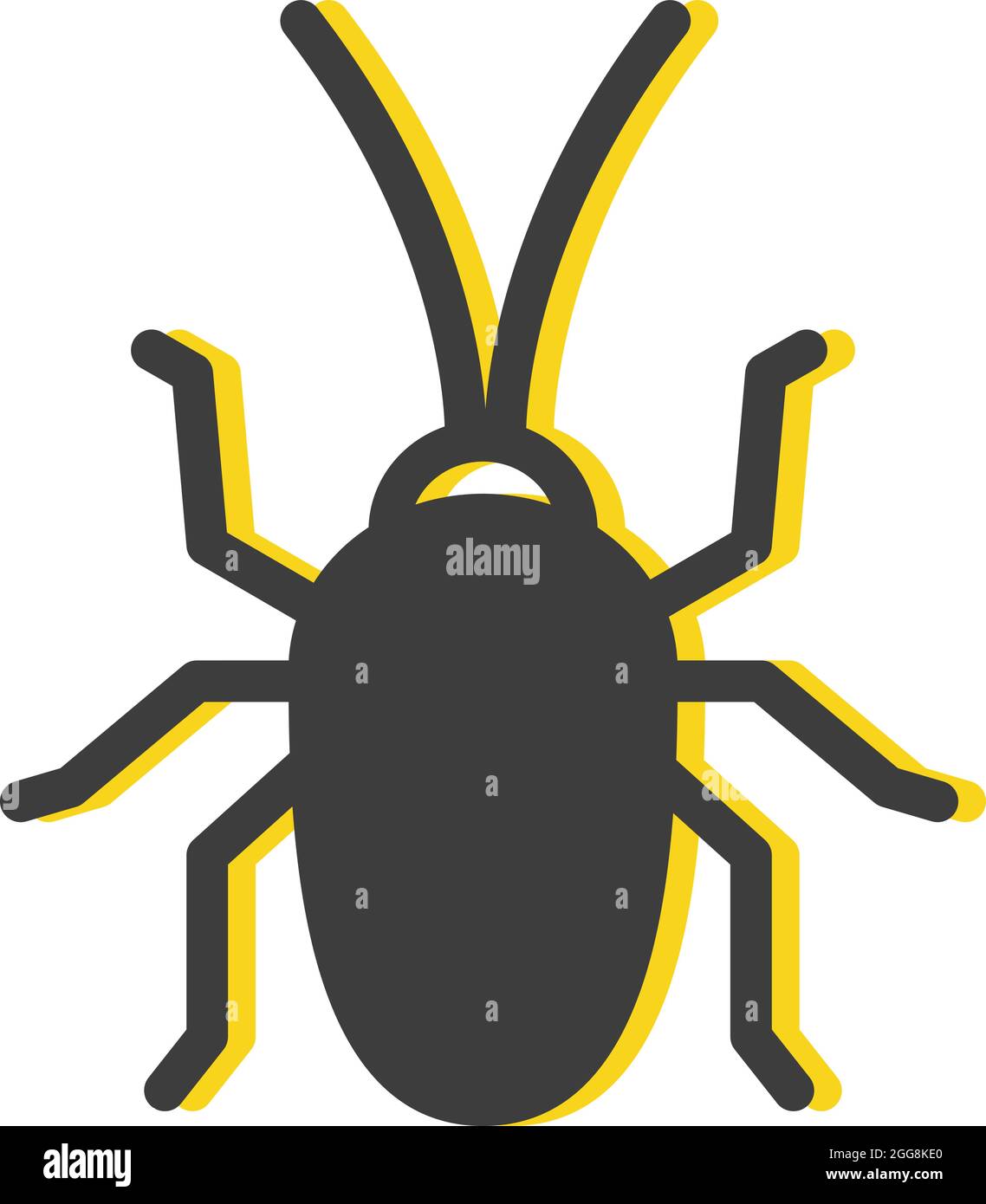 Black bug with bug antennas, illustration, vector, on a white ...