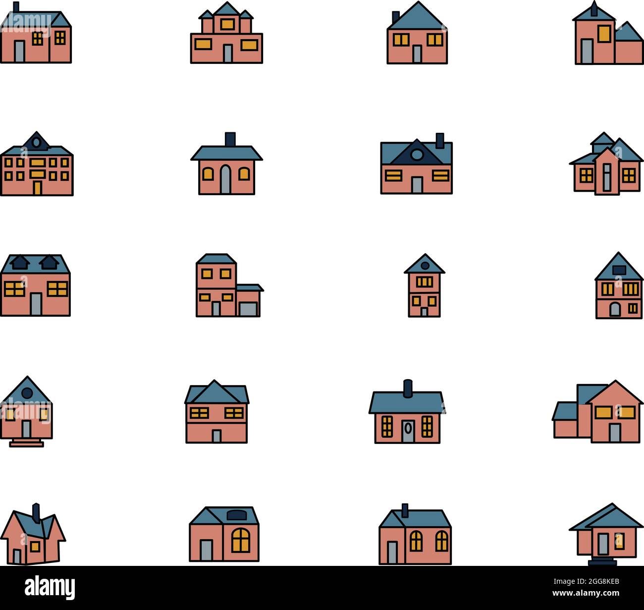 Houses icon pack, illustration, vector, on a white background Stock ...