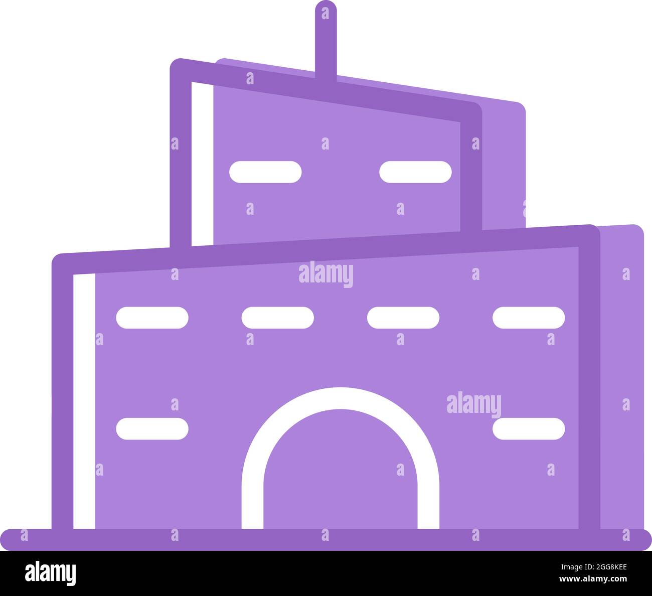Purple building with small windows, illustration, vector, on a white ...