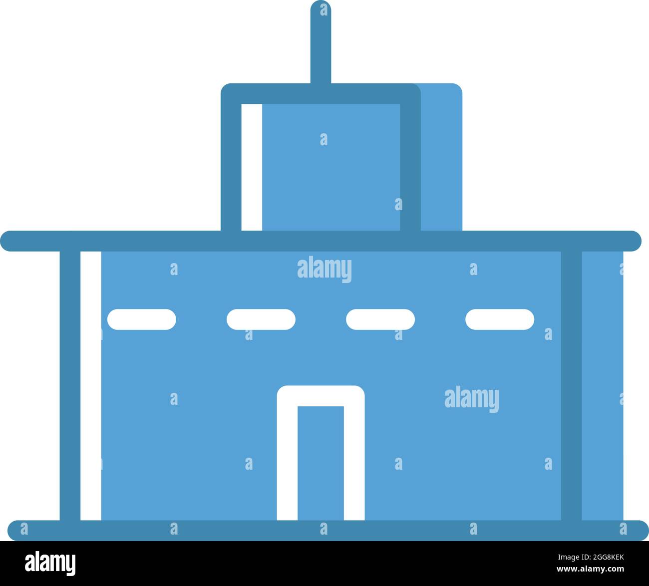 Blue building with four windows, illustration, vector, on a white ...