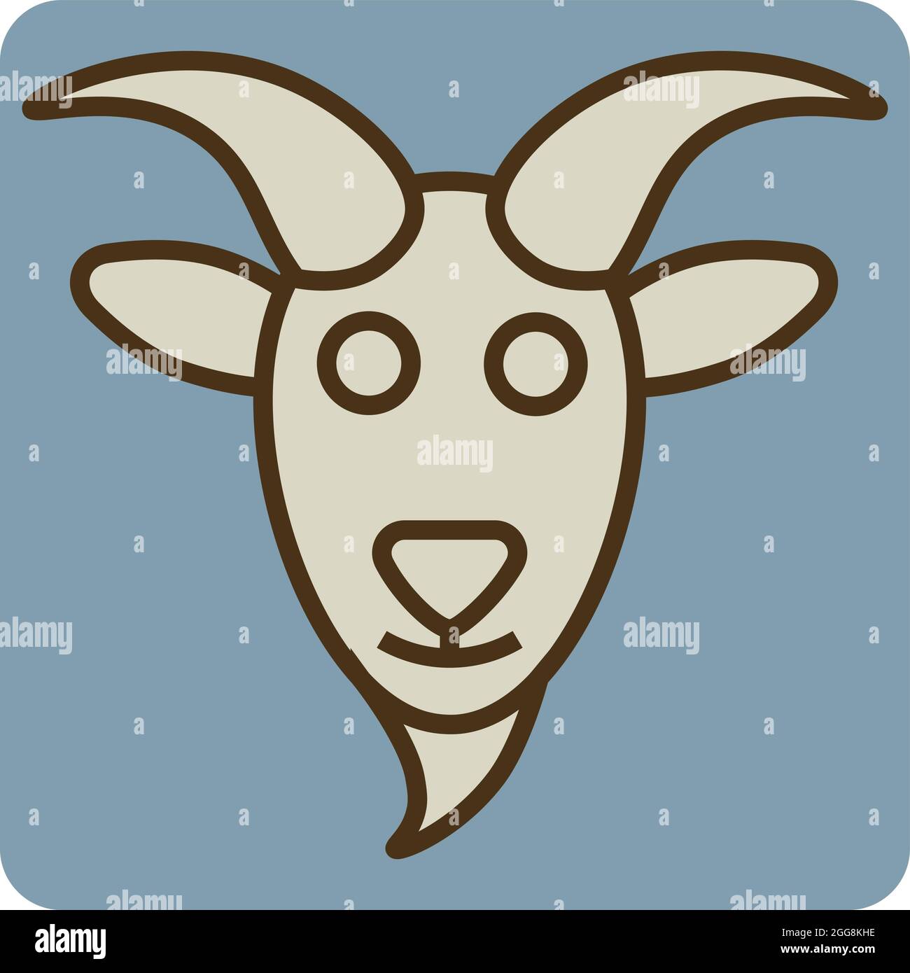 Brown goat head, illustration, vector, on a white background Stock ...