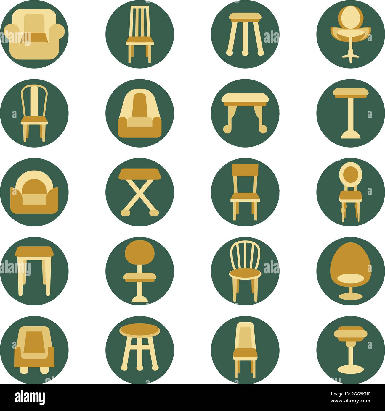 Chairs icon pack, illustration, vector, on a white background Stock ...