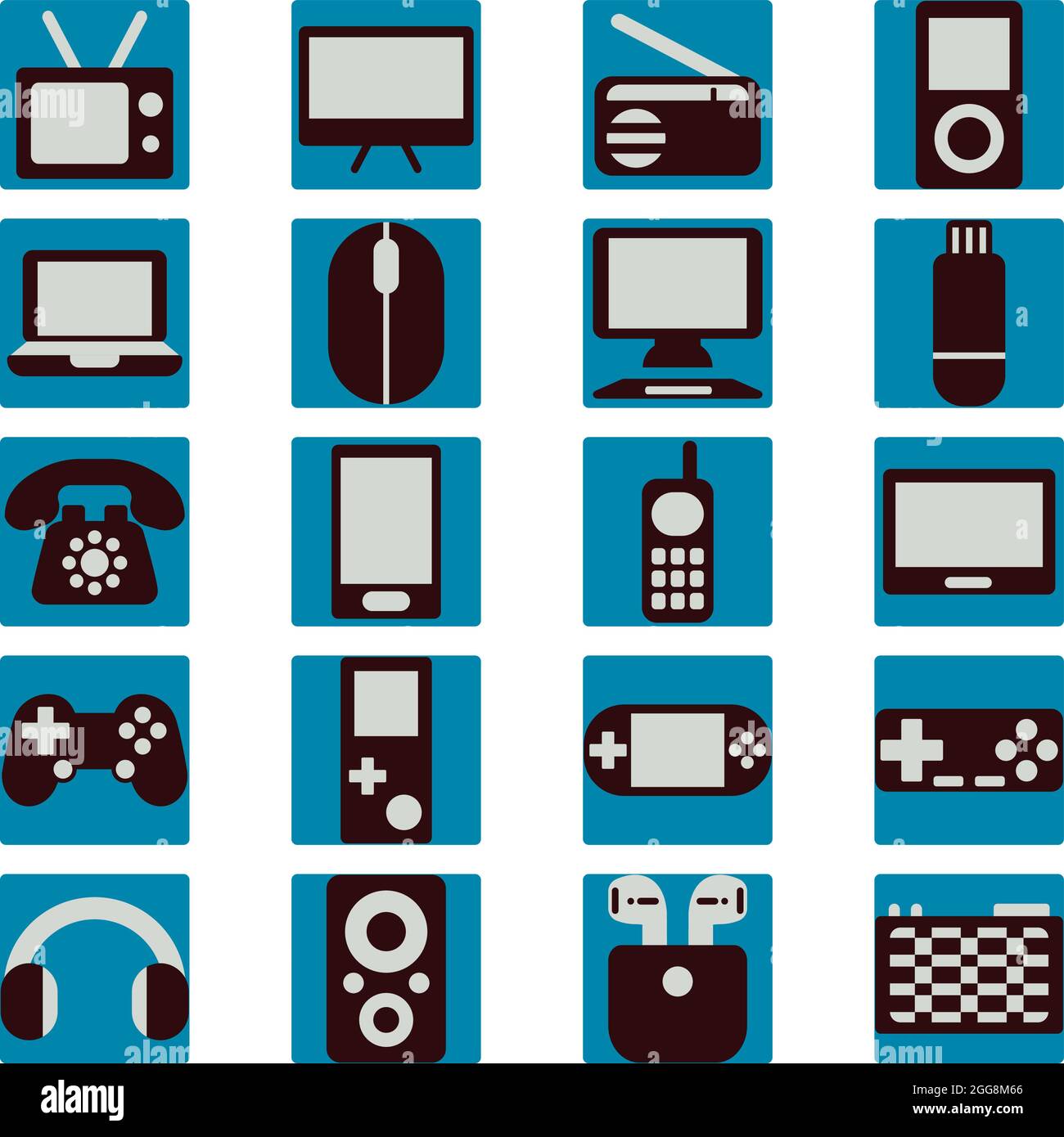 Technology icon set pack, illustration, vector, on a white background ...