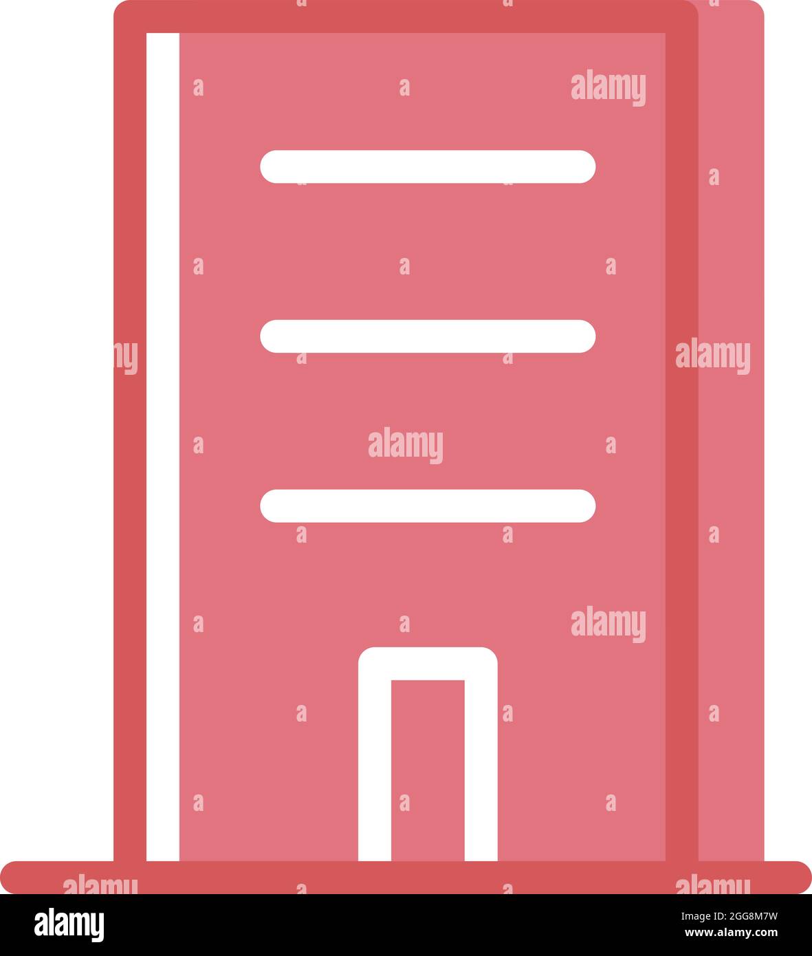 Tall red building, illustration, vector, on a white background Stock ...