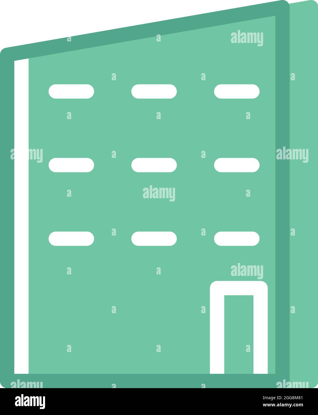 Green building with unique roof, illustration, vector, on a white ...