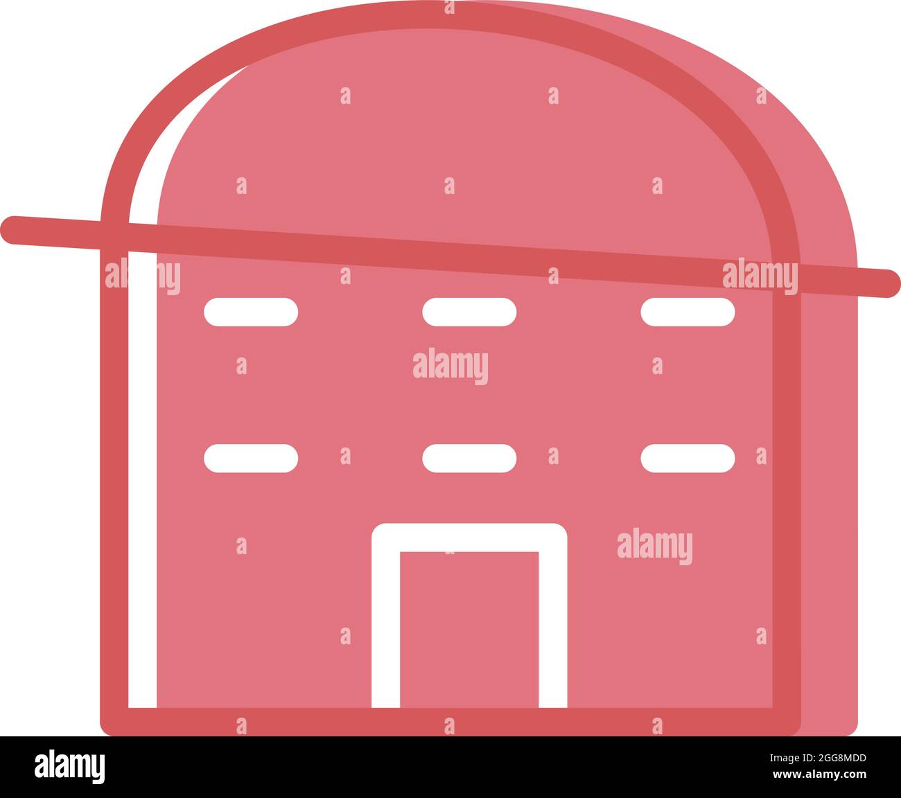 Red circular building with small windows, illustration, vector, on a ...