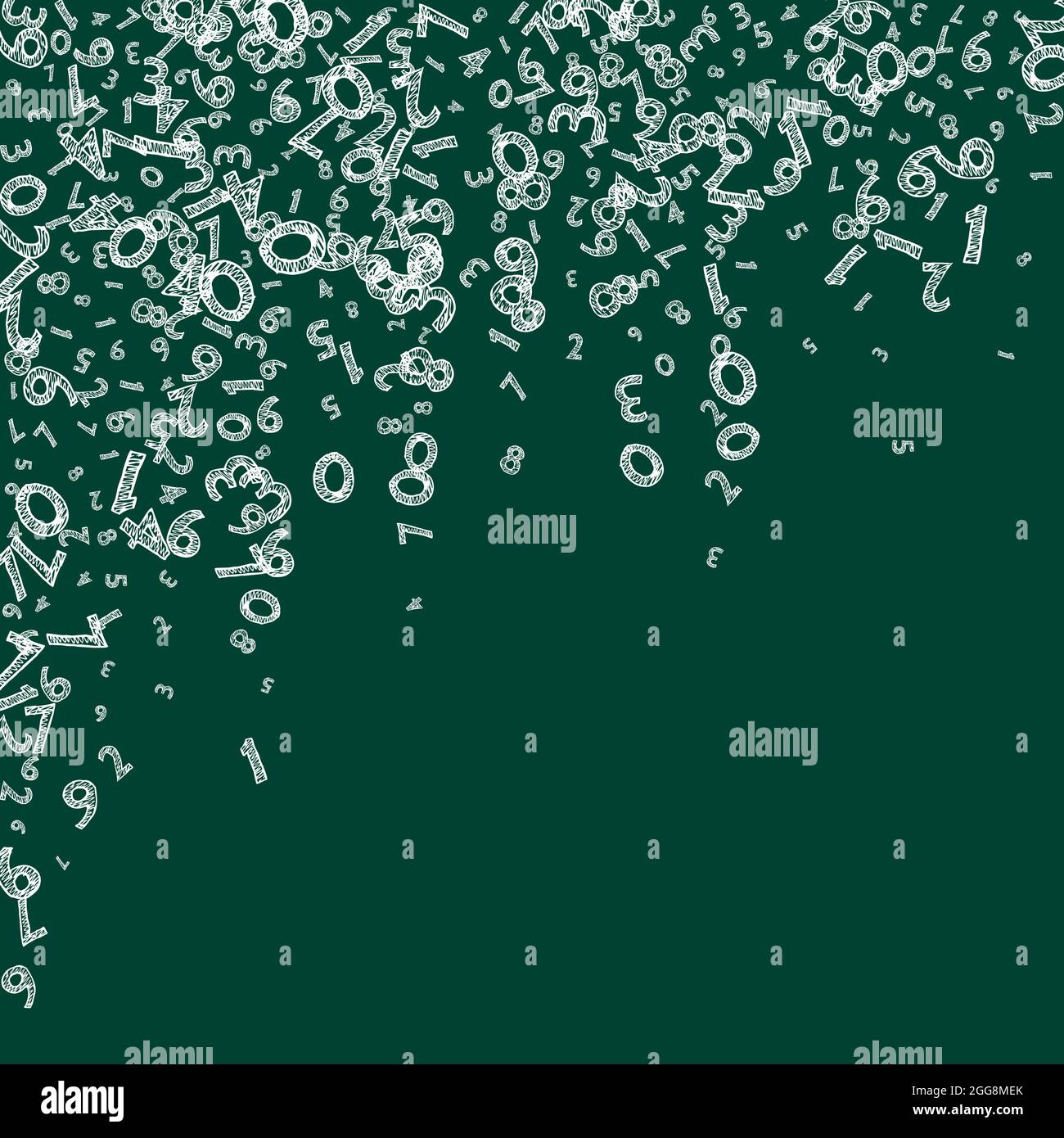 Falling childish chalk numbers. Math study concept with flying digits ...