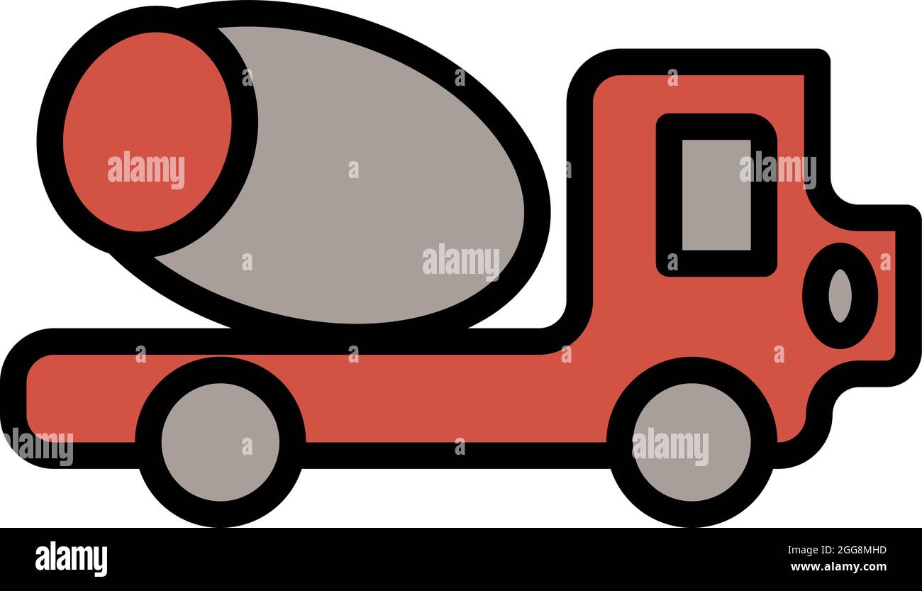 Red constructiontruck, illustration, vector, on a white background ...