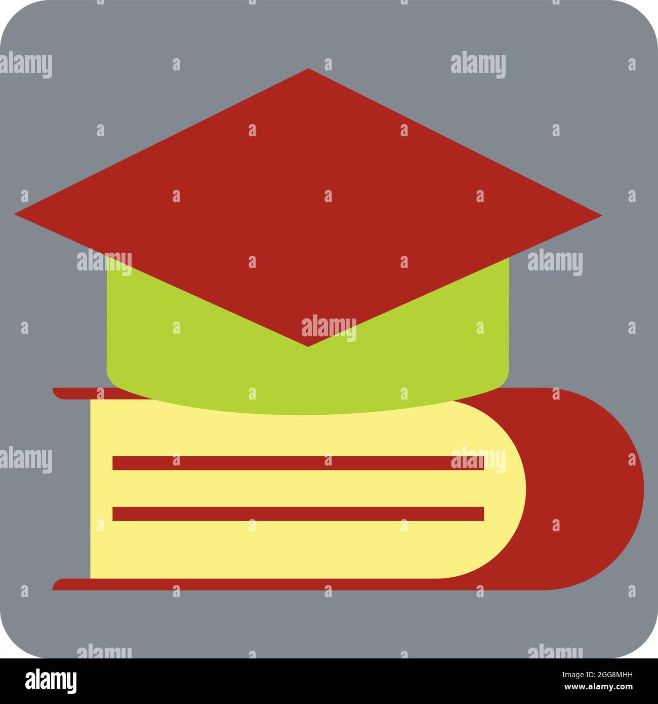 Red book with a hat, illustration, vector, on a white background Stock ...