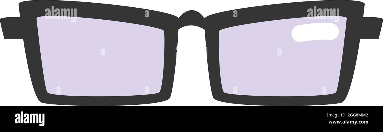 Black rectangular male glasses, illustration, vector, on a white ...