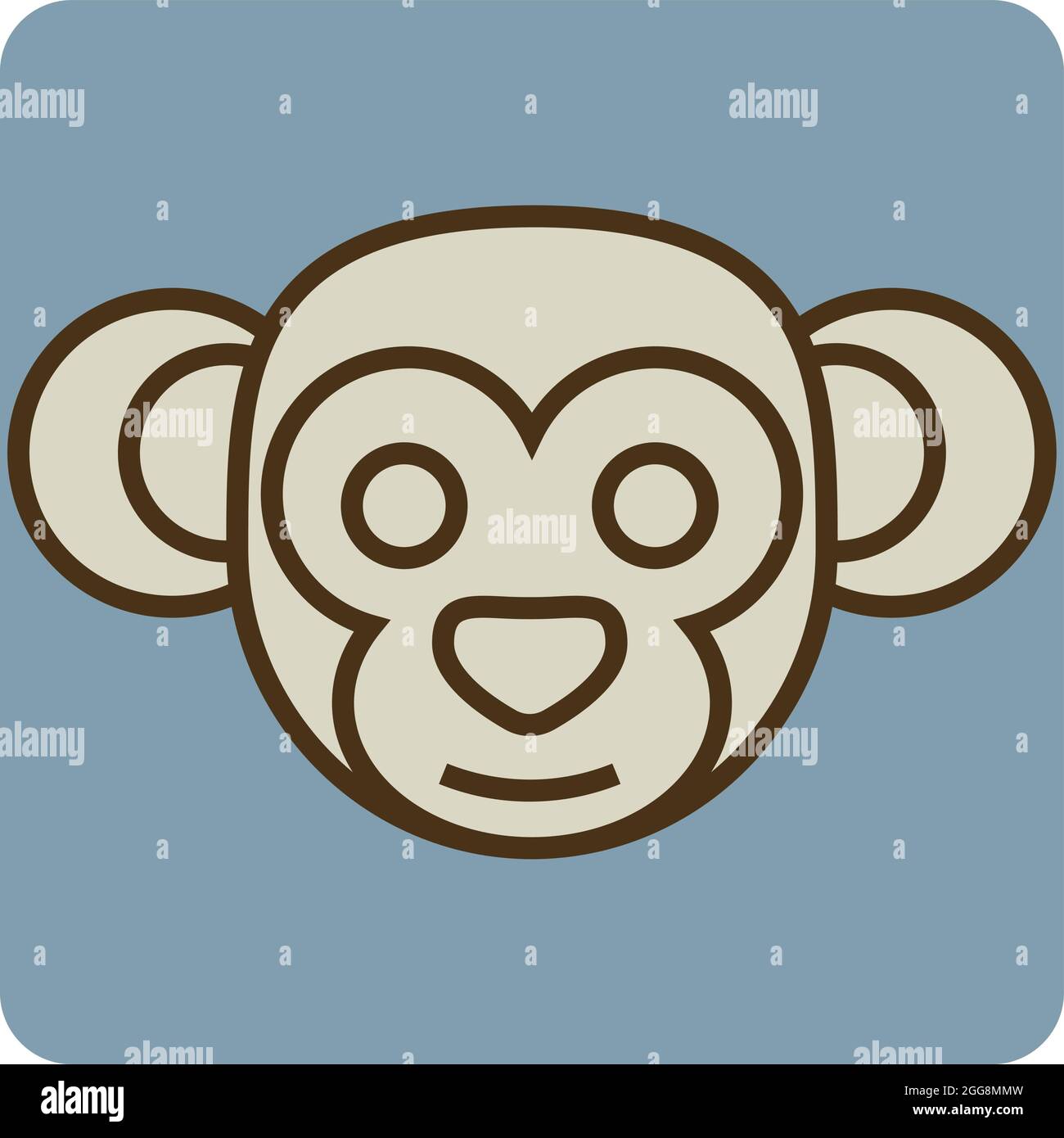 Brown monkey head, illustration, vector, on a white background Stock ...