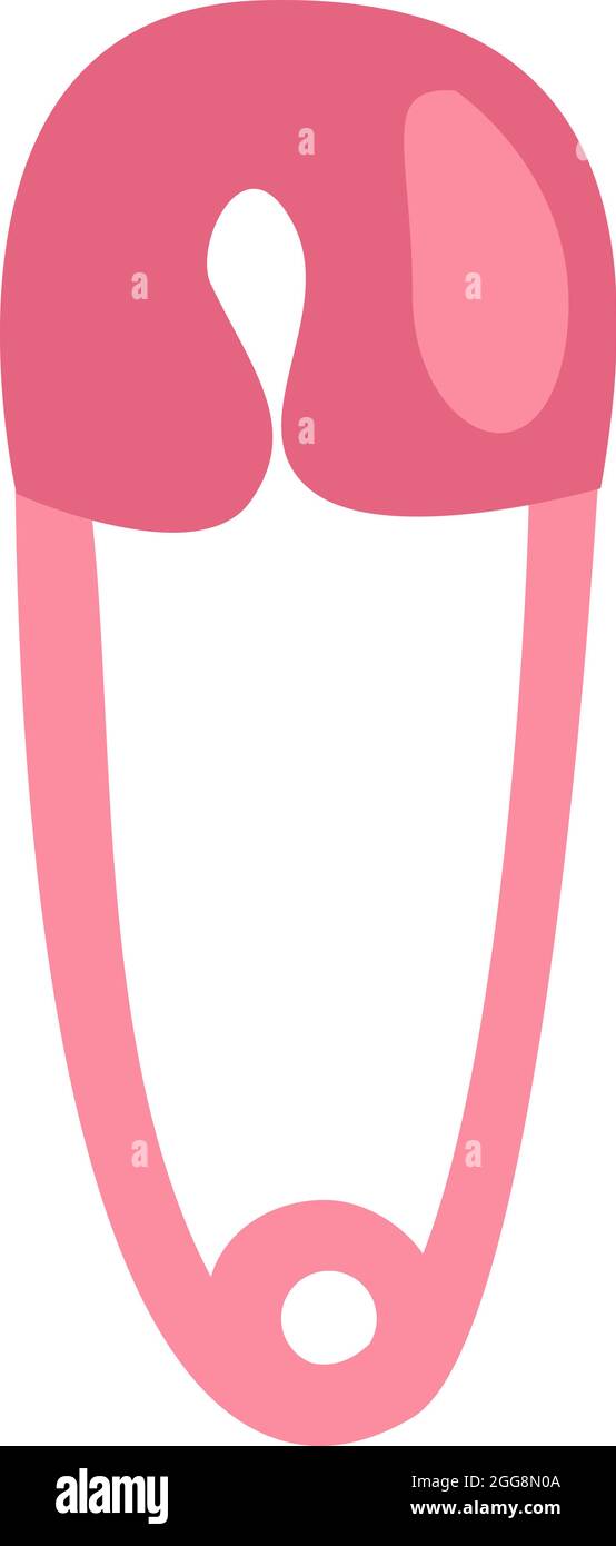 Pink baby pin, illustration, vector, on a white background Stock Vector ...