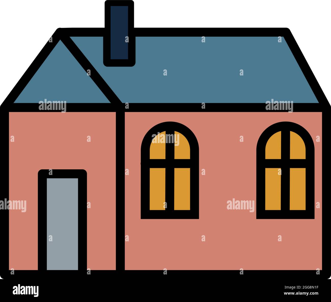 Square house, illustration, vector, on a white background Stock Vector ...