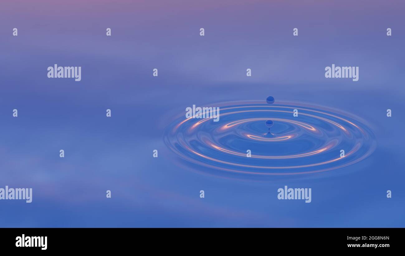 Concept or conceptual blue liquid drop falling in water on background ...