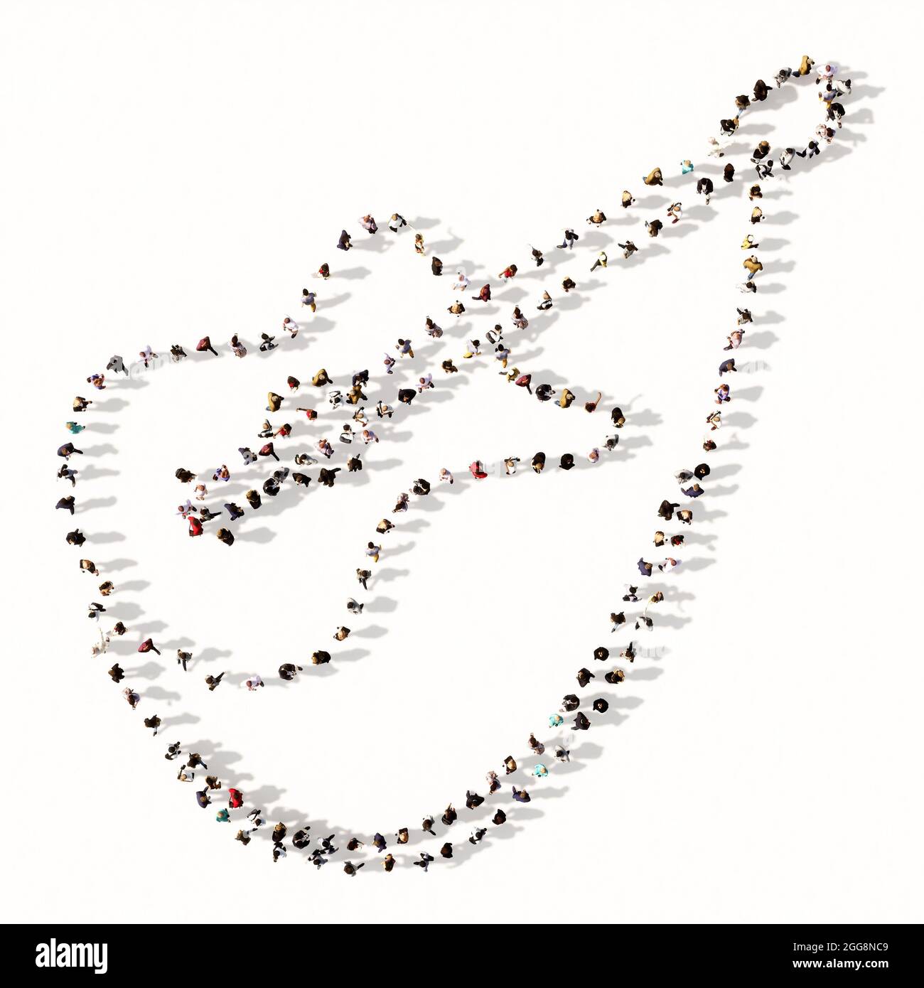 Concept or conceptual large gathering of people forming a guitar image ...