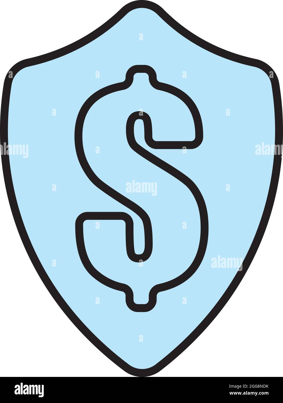 Dollar sign with shield, illustration, vector, on a white background ...