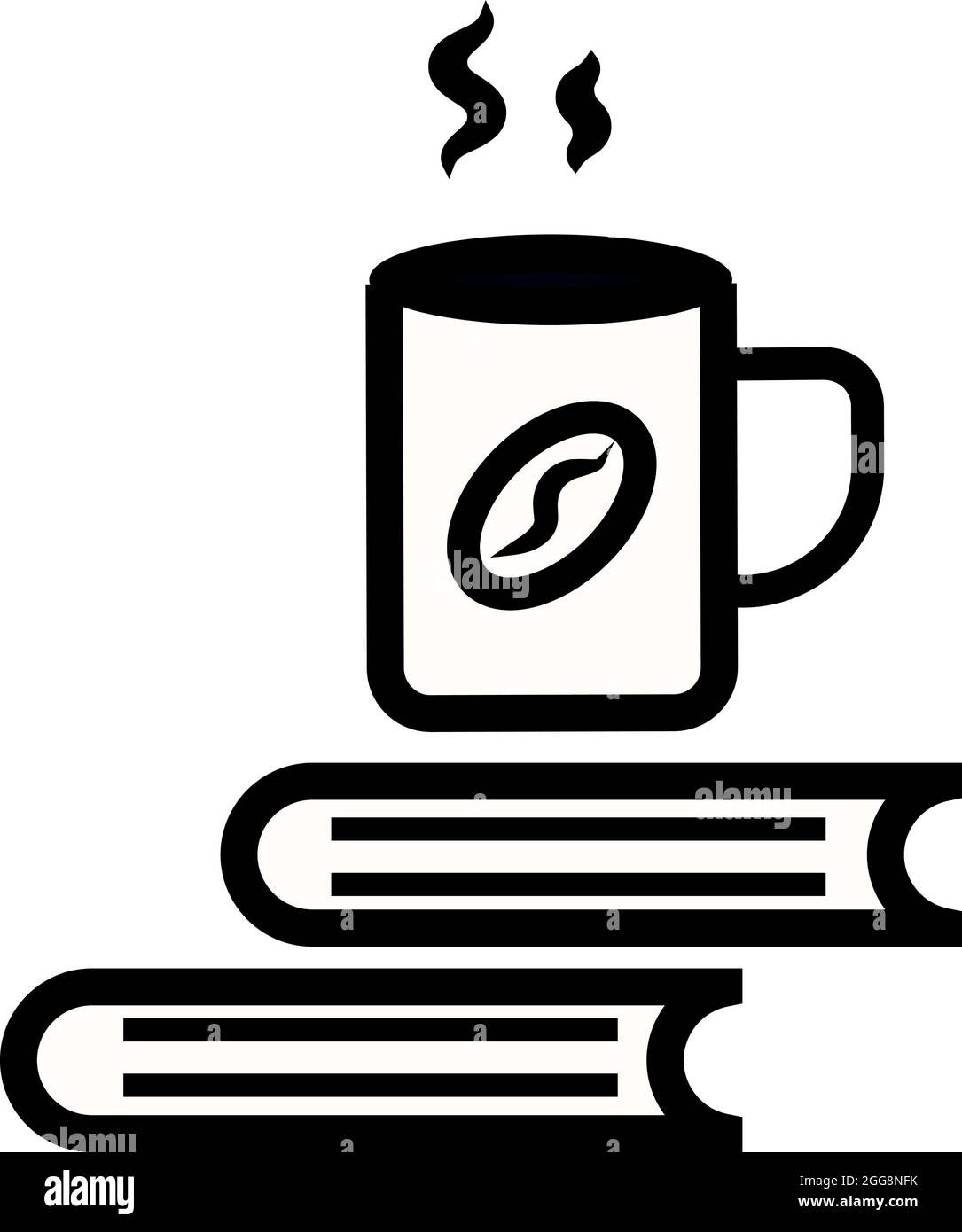 Coffee with books, illustration, vector, on a white background Stock ...
