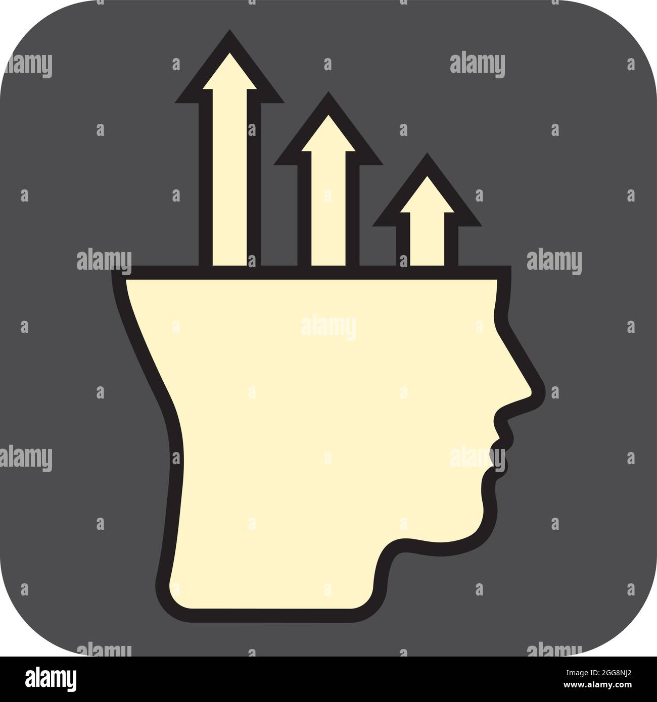Head with arrows showing up, illustration, vector, on a white ...